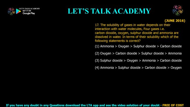 Solubility of Gases in Water: Which Gas Dissolves the Most? - CSIR NET ...