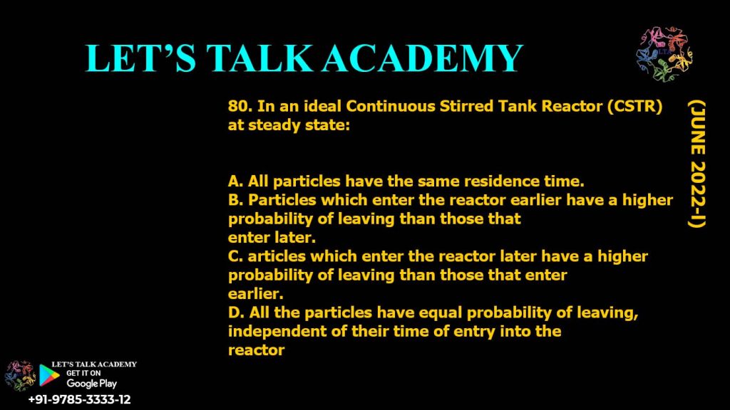Residence Time in a Continuous Stirred Tank Reactor (CSTR)