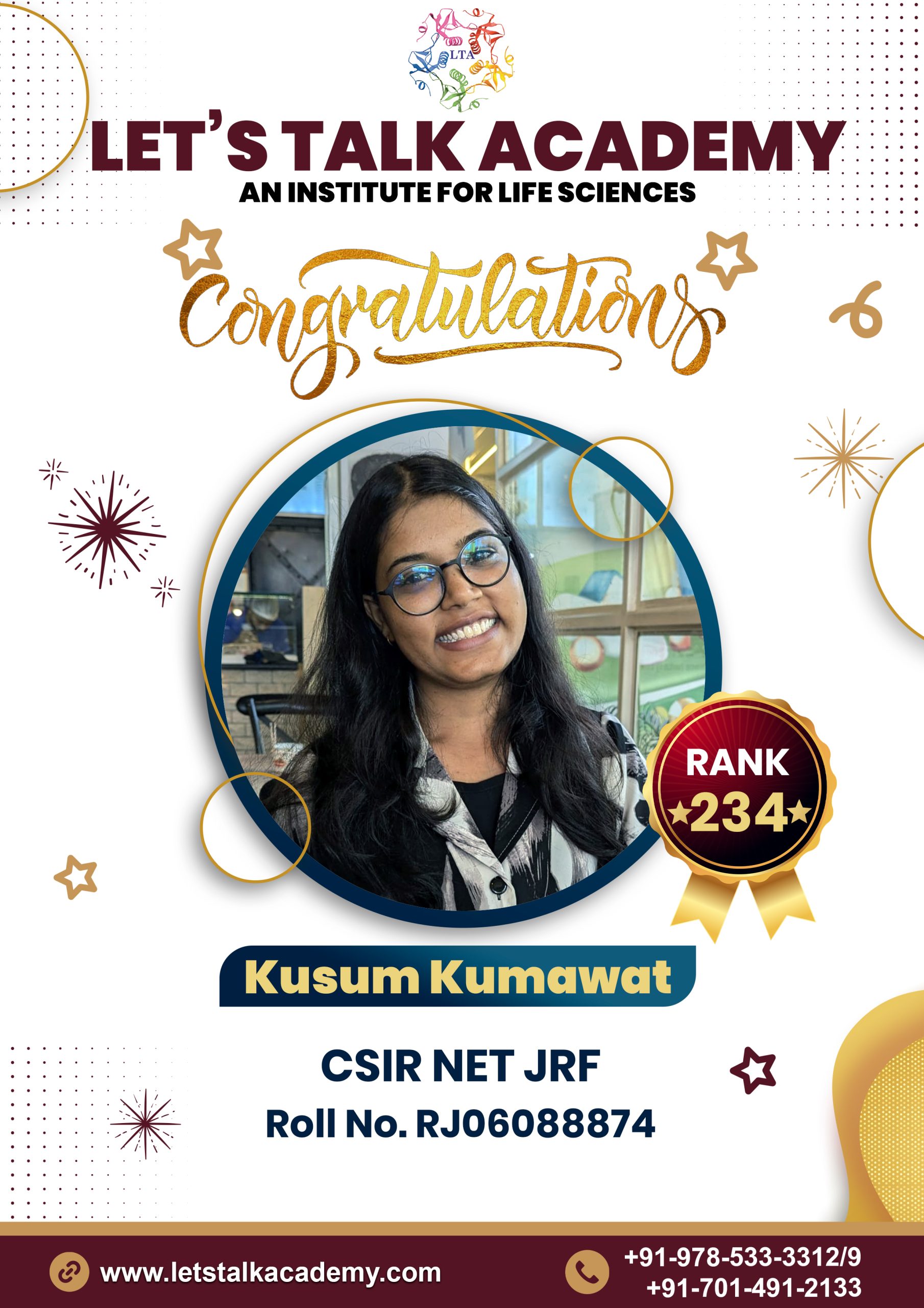 Kusum Kumawat | CSIR NET JRF LIFE SCIENCE GATE LIFE SCIENCE DBT ...