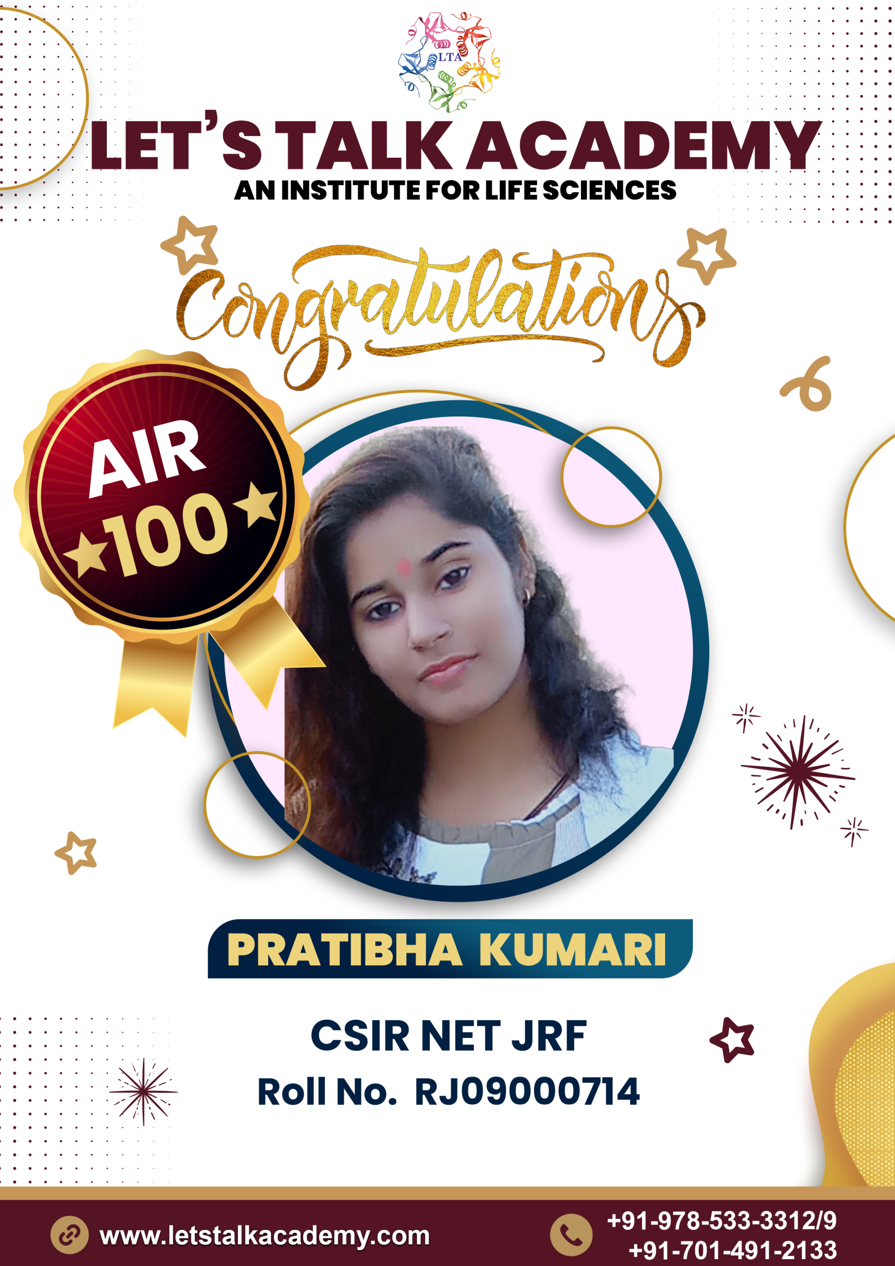 Pratibha Kumari |CSIR NET JRF LIFE SCIENCE GATE LIFE SCIENCE DBT ...