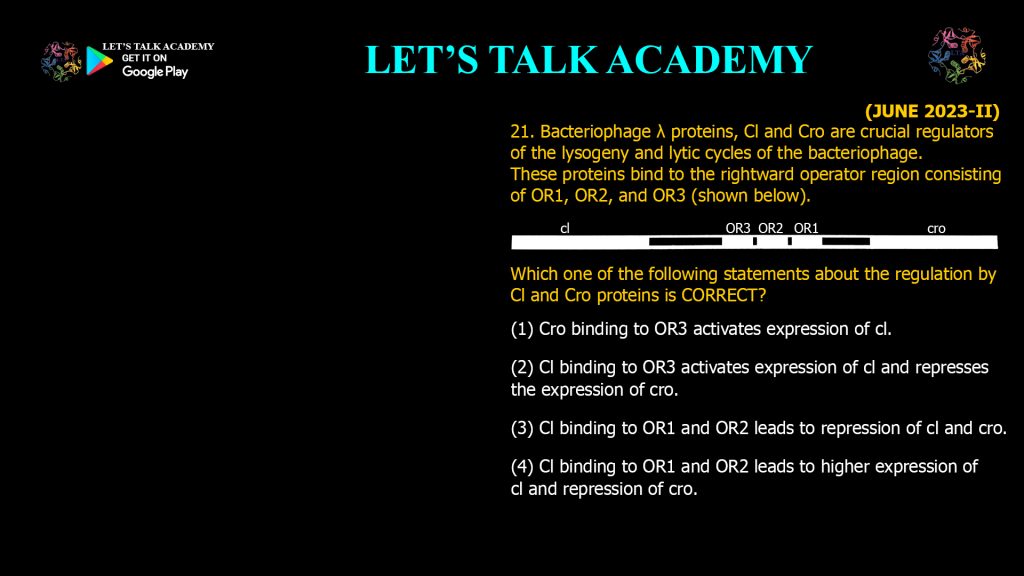 How CI and Cro Proteins Regulate Gene Expression via OR1, OR2, and OR3 ...