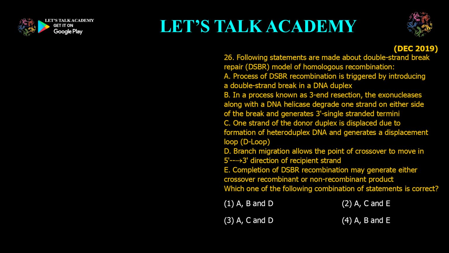 Key Steps of Double-Strand Break Repair (DSBR) Model in Homologous ...