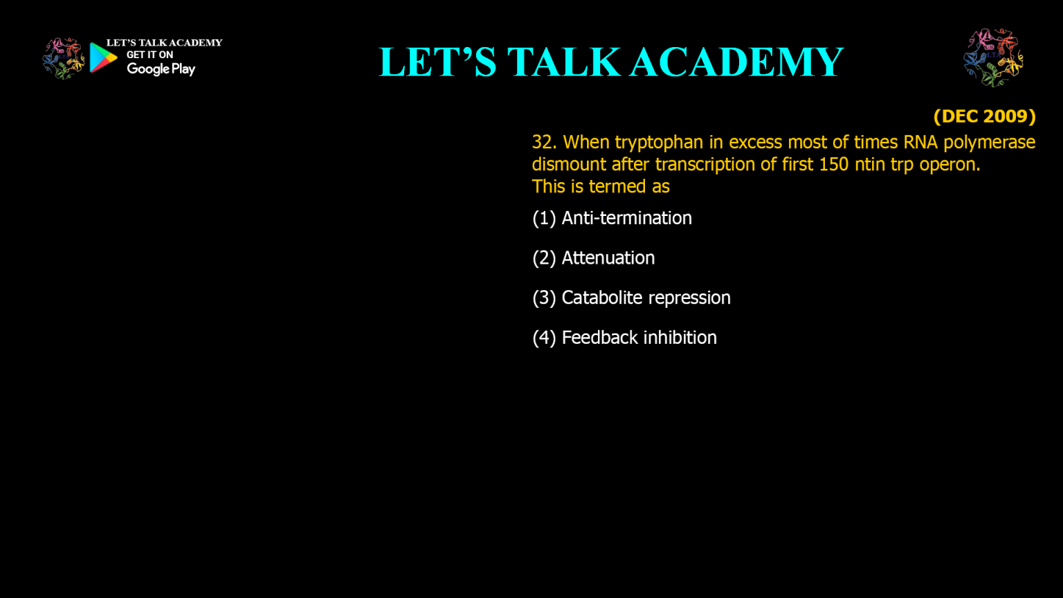 Attenuation in the trp Operon: The Molecular Mechanism Behind Early ...