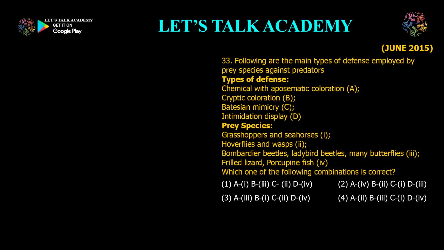 Types of Prey Defense Mechanisms: Matching Strategies and Species ...