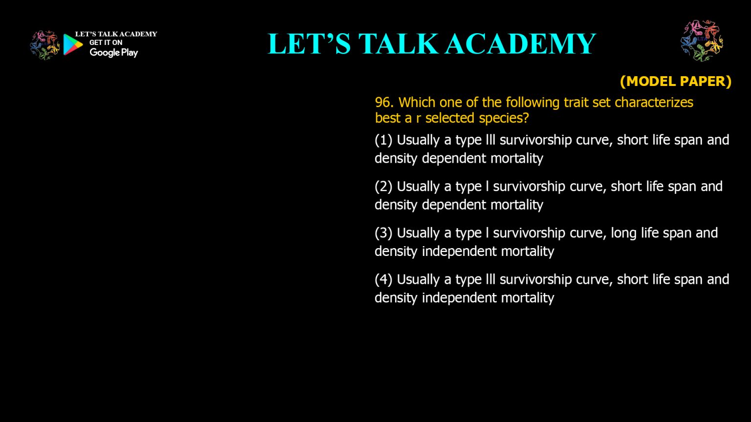 Key Traits of r-Selected Species: Type III Survivorship, Short Life ...