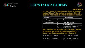 Prezygotic and Postzygotic Isolation: Matching Mechanisms and Processes ...