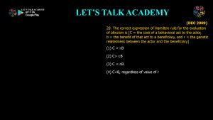 Hamilton’s Rule: The Mathematical Expression Explaining the Evolution ...