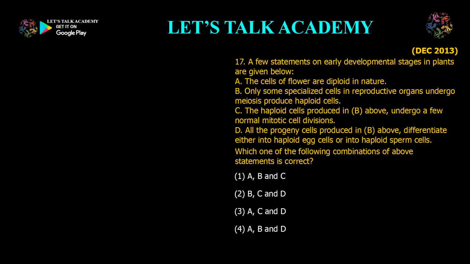 Early Plant Developmental Stages: Meiosis, Mitosis, and Gamete ...