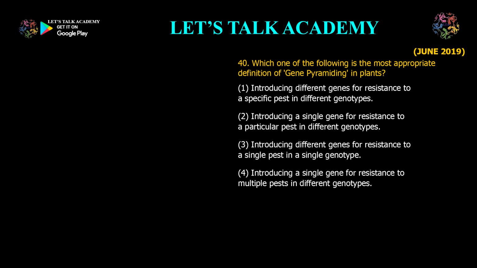 What is gene pyramiding in plant breeding? - CSIR NET LIFE SCIENCE ...