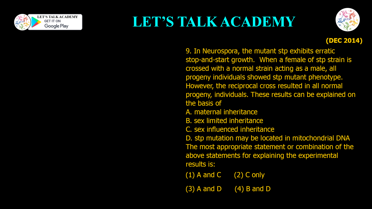 Understanding the Inheritance of the stp Mutant Phenotype in Neurospora ...