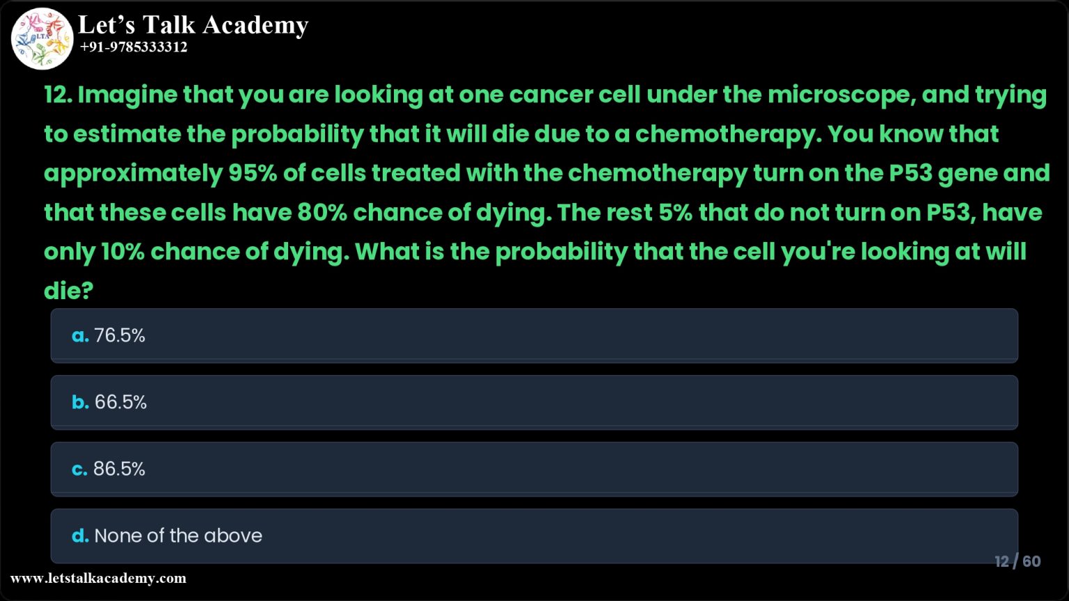 Cancer Cell Chemotherapy Death Probability 95% P53 80% 5% 10% - CSIR ...