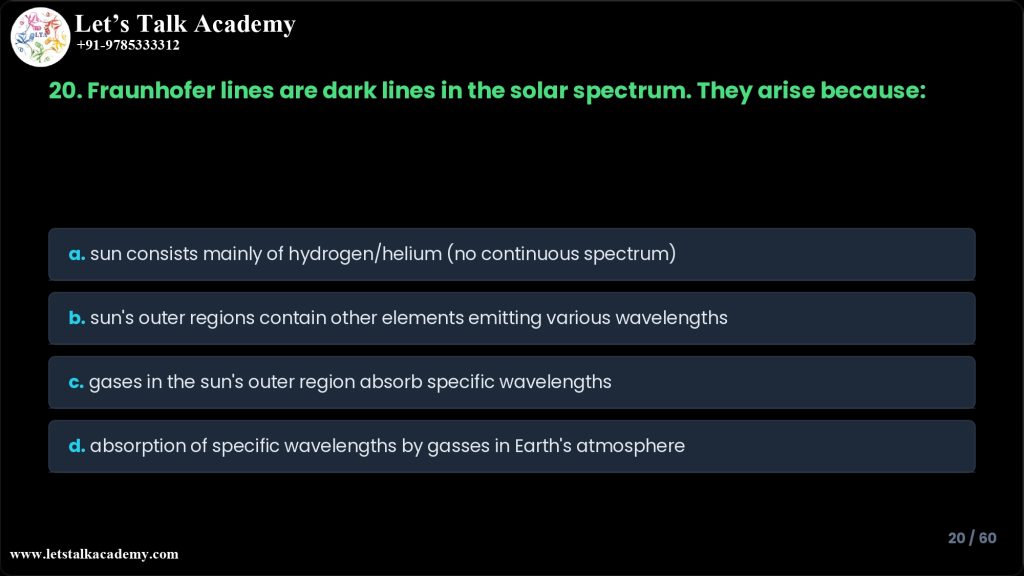 Fraunhofer Lines Solar Spectrum - CSIR NET LIFE SCIENCE COACHING | NTA ...