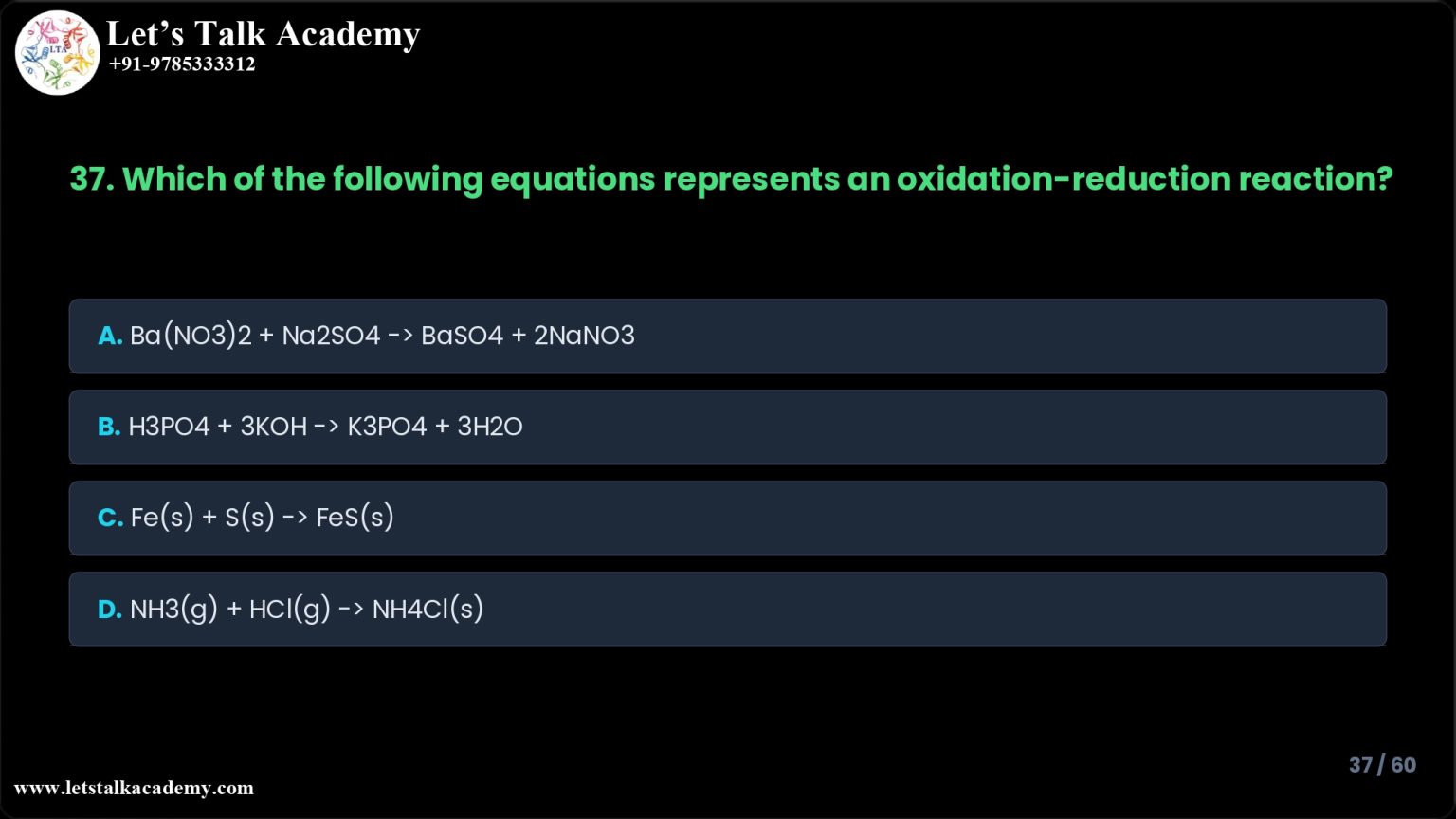 Identifying Oxidation-Reduction Reactions - CSIR NET LIFE SCIENCE ...