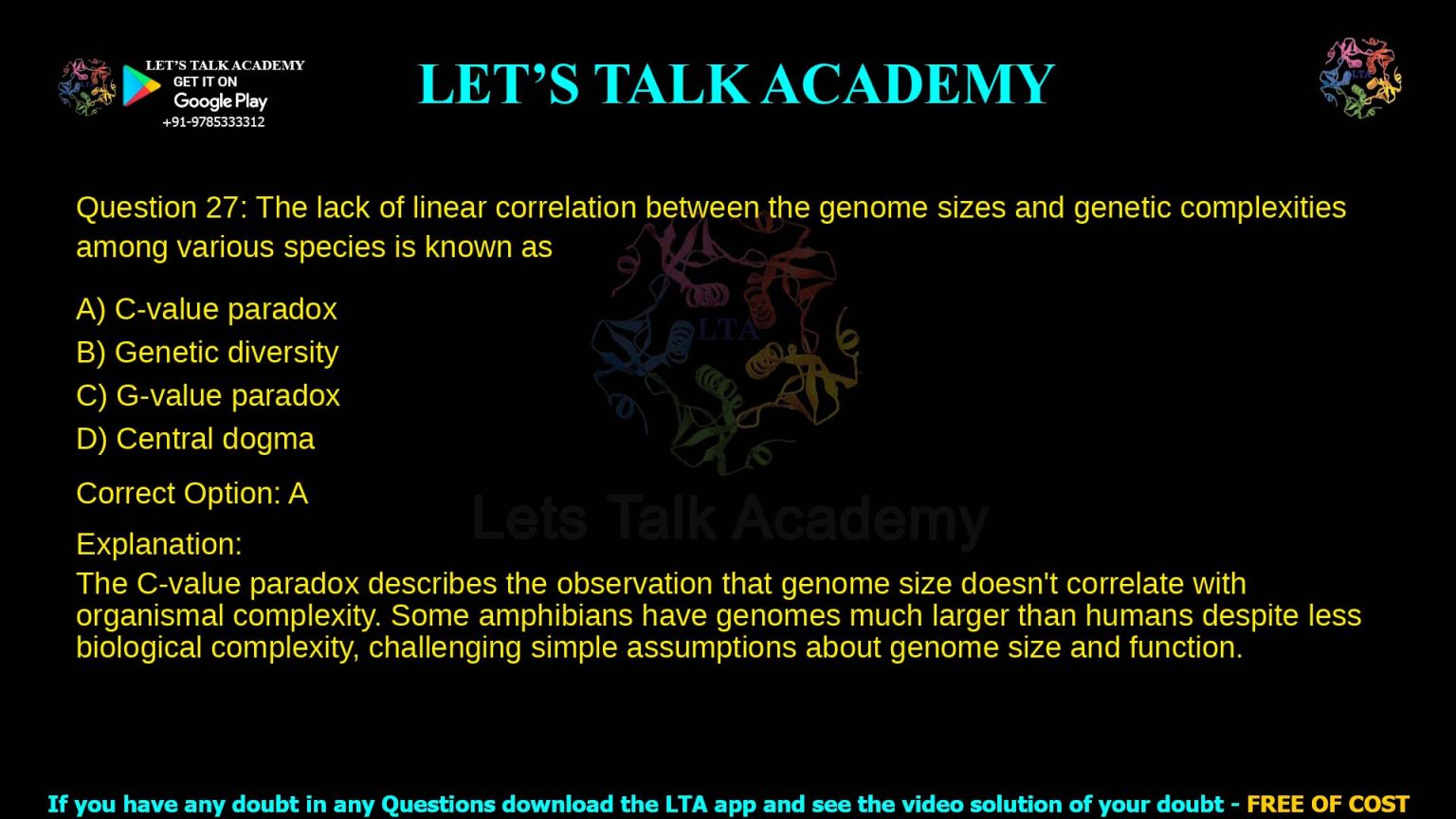 C-Value Paradox Explained - CSIR NET LIFE SCIENCE COACHING | NTA NET ...