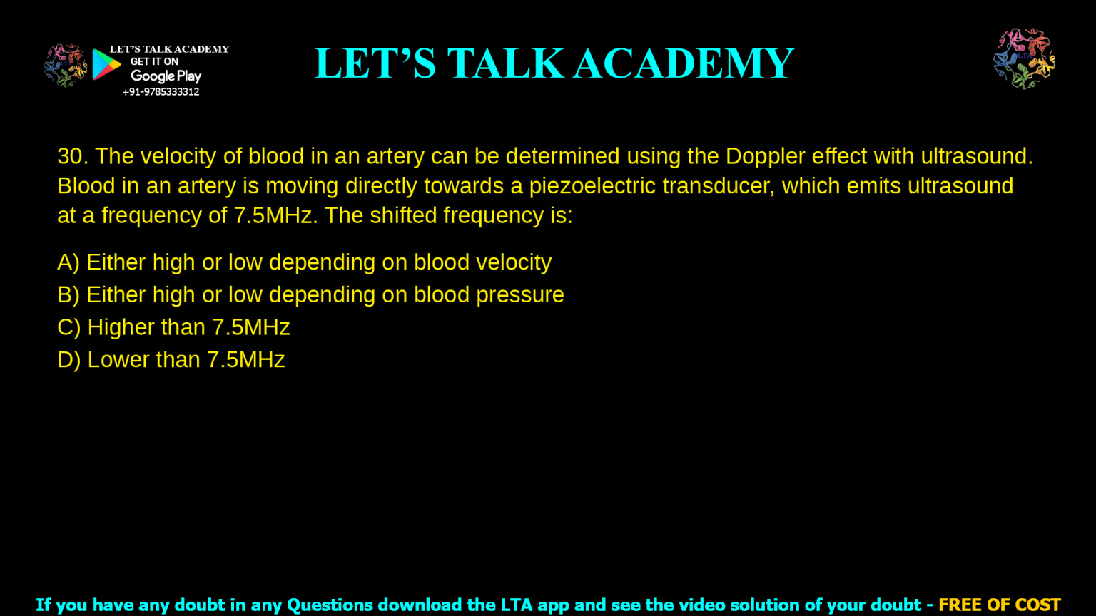 Doppler Effect Ultrasound Blood Velocity - CSIR NET LIFE SCIENCE ...