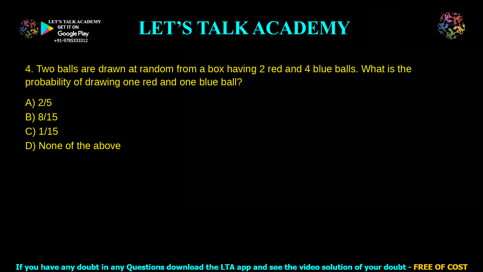 Probability of Drawing One Red and One Blue Ball - CSIR NET LIFE ...