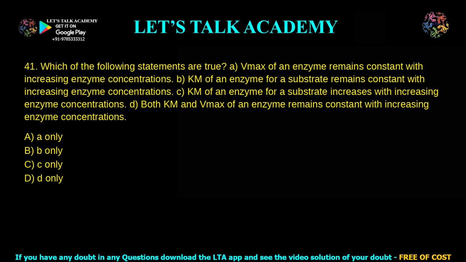 Vmax and Km Behavior with Increasing Enzyme Concentrations in Enzyme ...