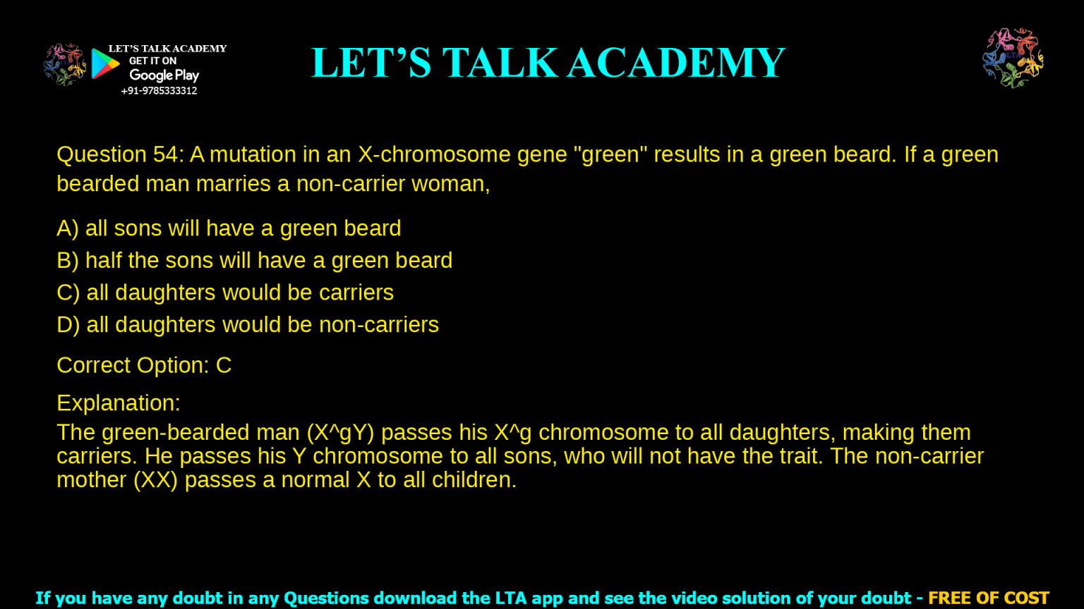 Green Beard X Chromosome Mutation - CSIR NET LIFE SCIENCE COACHING ...