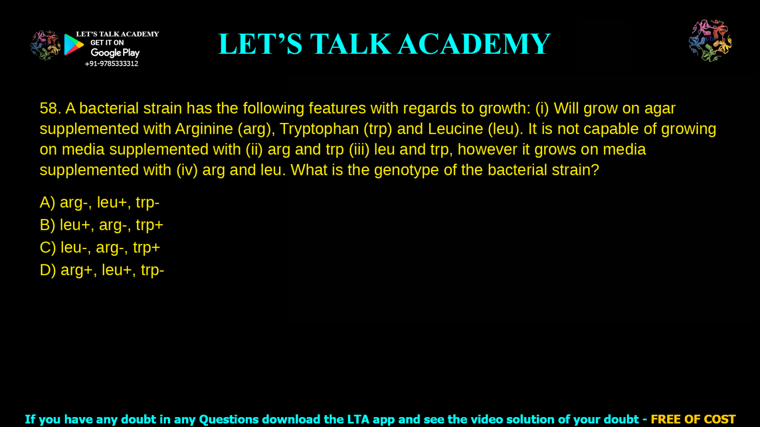 Bacterial Strain Genotype - CSIR NET LIFE SCIENCE COACHING | NTA NET ...