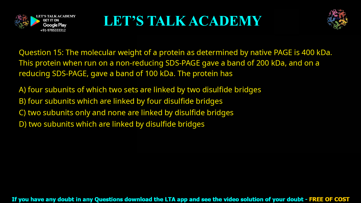 Protein Molecular Weight Native - CSIR NET LIFE SCIENCE COACHING | NTA ...