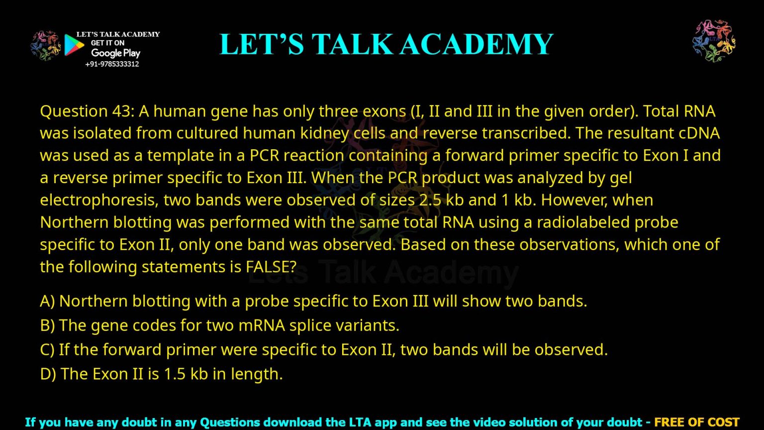 Human Gene Three Exons PCR - CSIR NET LIFE SCIENCE COACHING | NTA NET ...