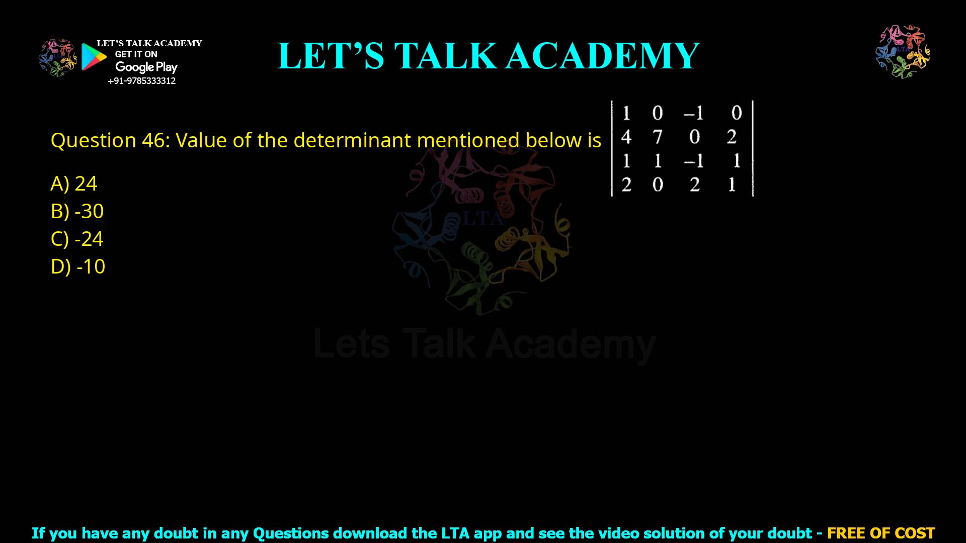 Value of the Determinant - CSIR NET LIFE SCIENCE COACHING | NTA NET ...