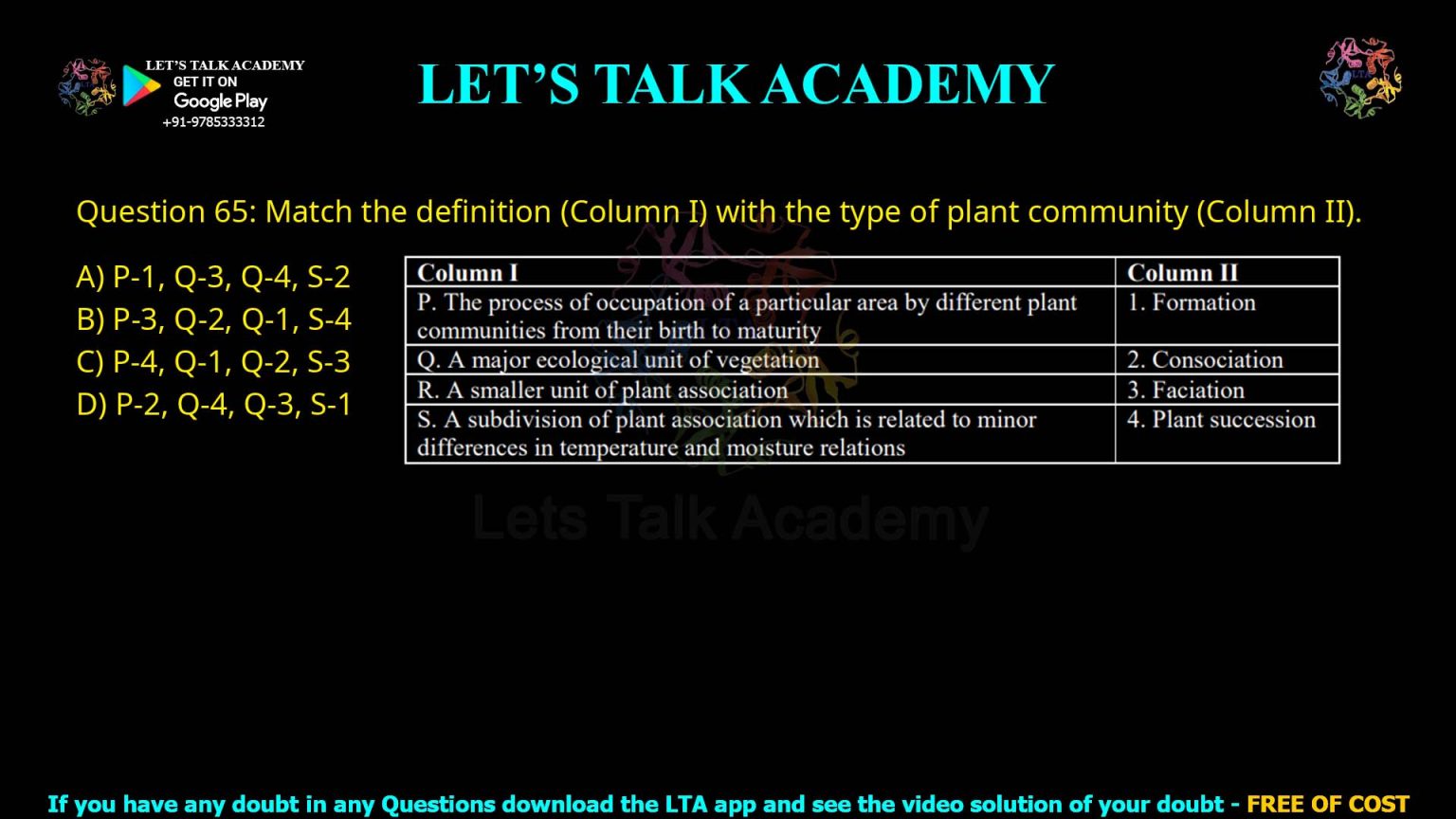 Plant Community Classification - CSIR NET LIFE SCIENCE COACHING | NTA ...
