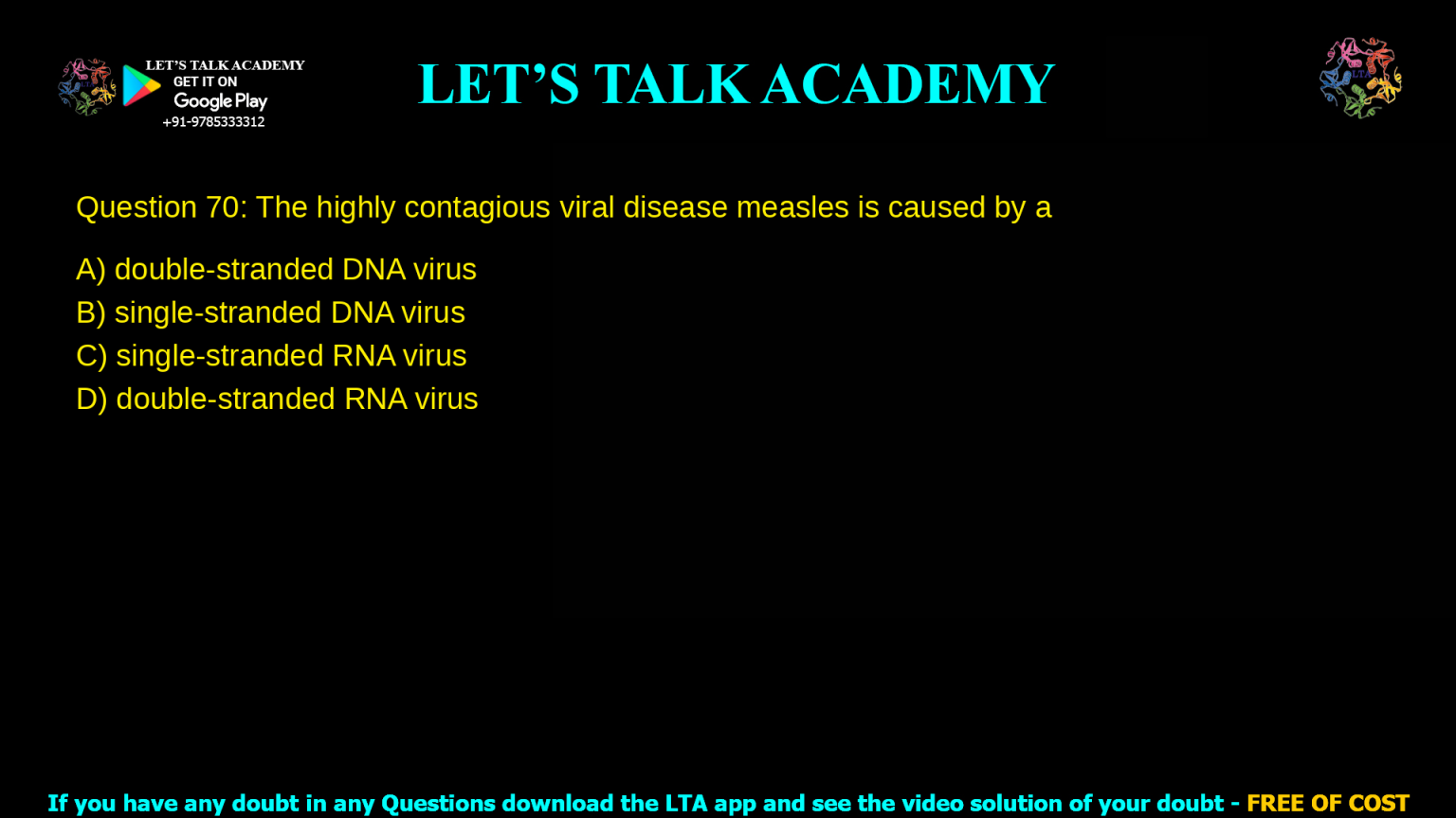 Single-Stranded RNA Virus Causing Highly Contagious Disease - CSIR NET ...