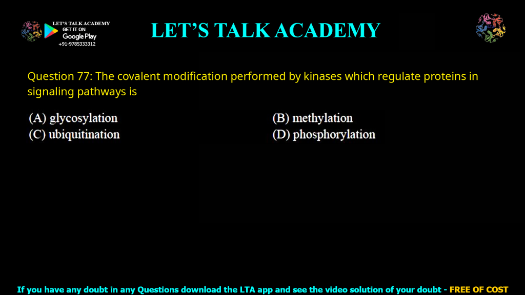 Covalent Modification by Kinases - CSIR NET LIFE SCIENCE COACHING | NTA ...