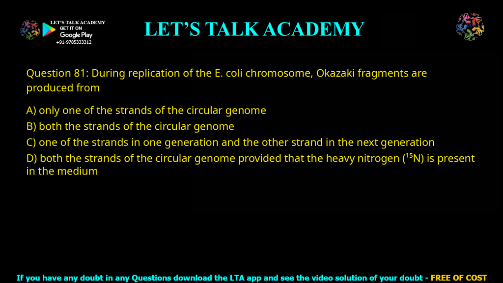 E. coli Okazaki Fragments Both Strands - CSIR NET LIFE SCIENCE COACHING ...