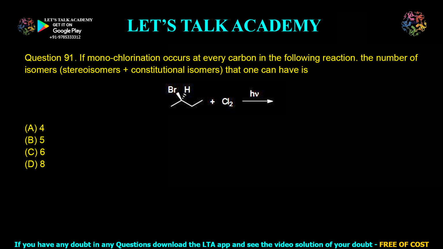 Monochlorination Isomers of 1-Bromopropane - CSIR NET LIFE SCIENCE ...