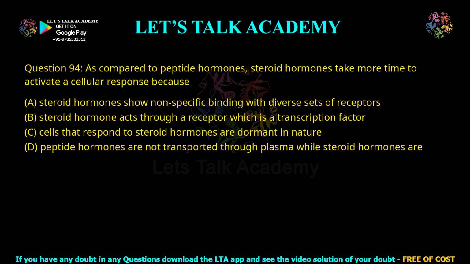 Steroid Hormones Take Longer - CSIR NET LIFE SCIENCE COACHING | NTA NET ...
