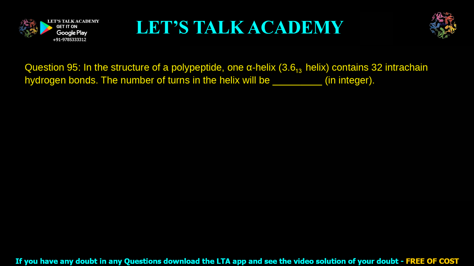 Alpha Helix Hydrogen Bonds - CSIR NET LIFE SCIENCE COACHING | NTA NET ...