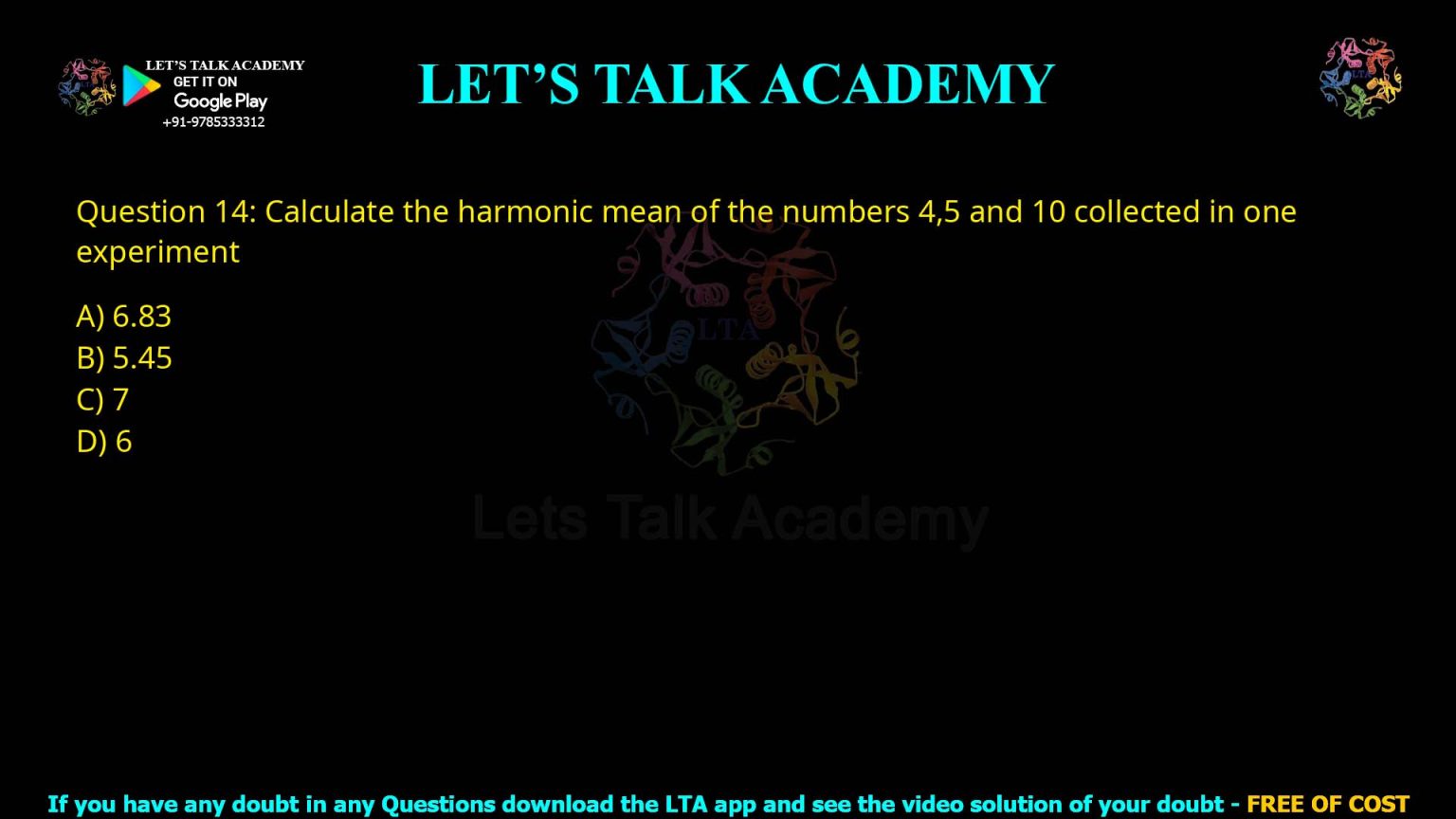 Harmonic Mean of 4, 5, and 10 - CSIR NET LIFE SCIENCE COACHING | NTA ...