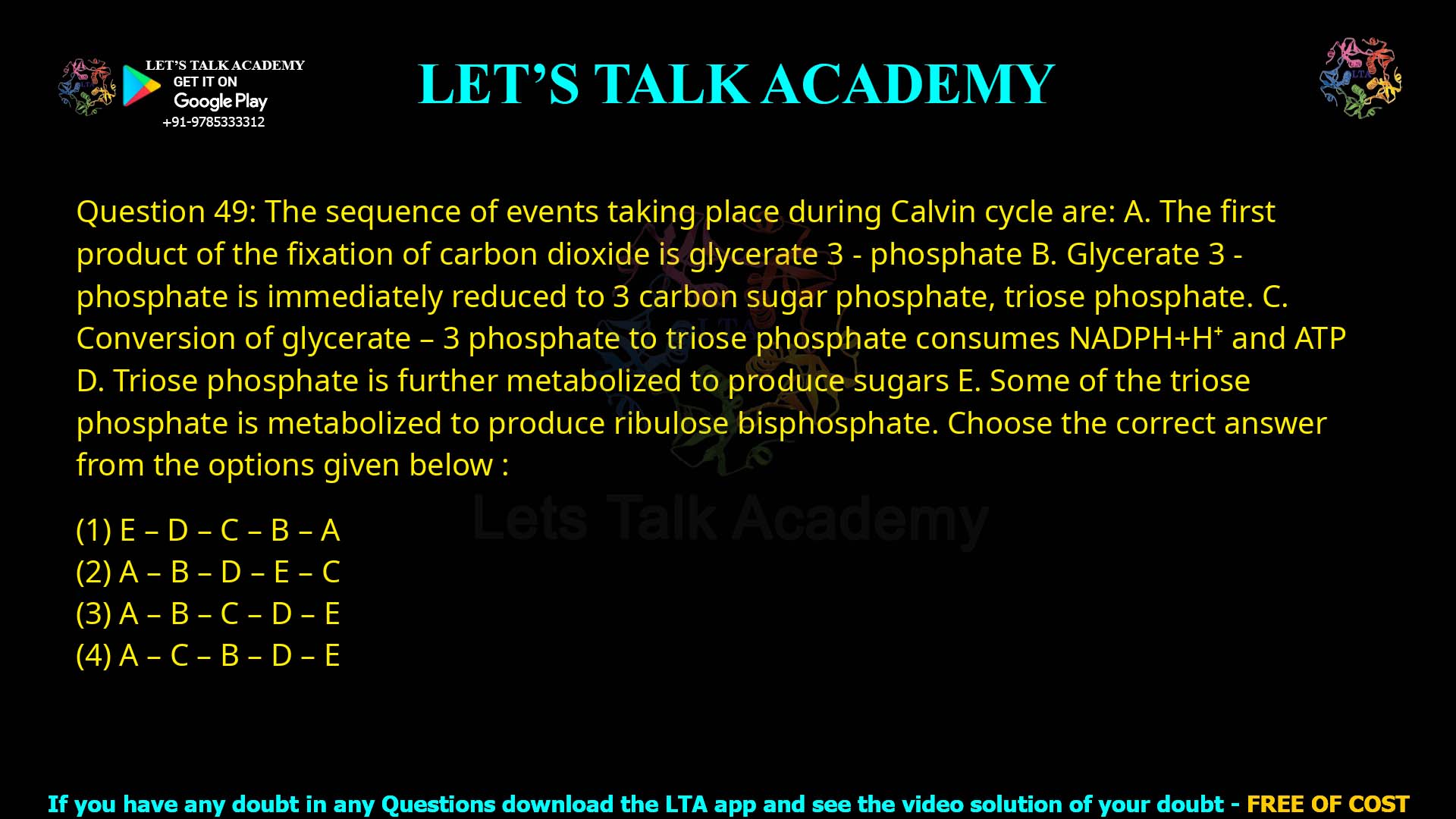 Calvin Cycle Sequence - CSIR NET LIFE SCIENCE COACHING | NTA NET LIFE ...