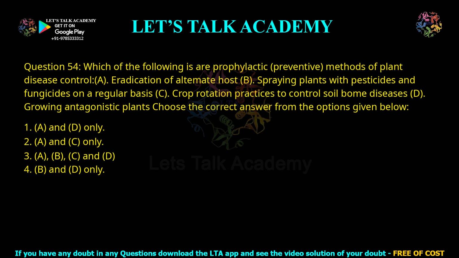 Prophylactic Methods of Plant Disease Control - CSIR NET LIFE SCIENCE ...