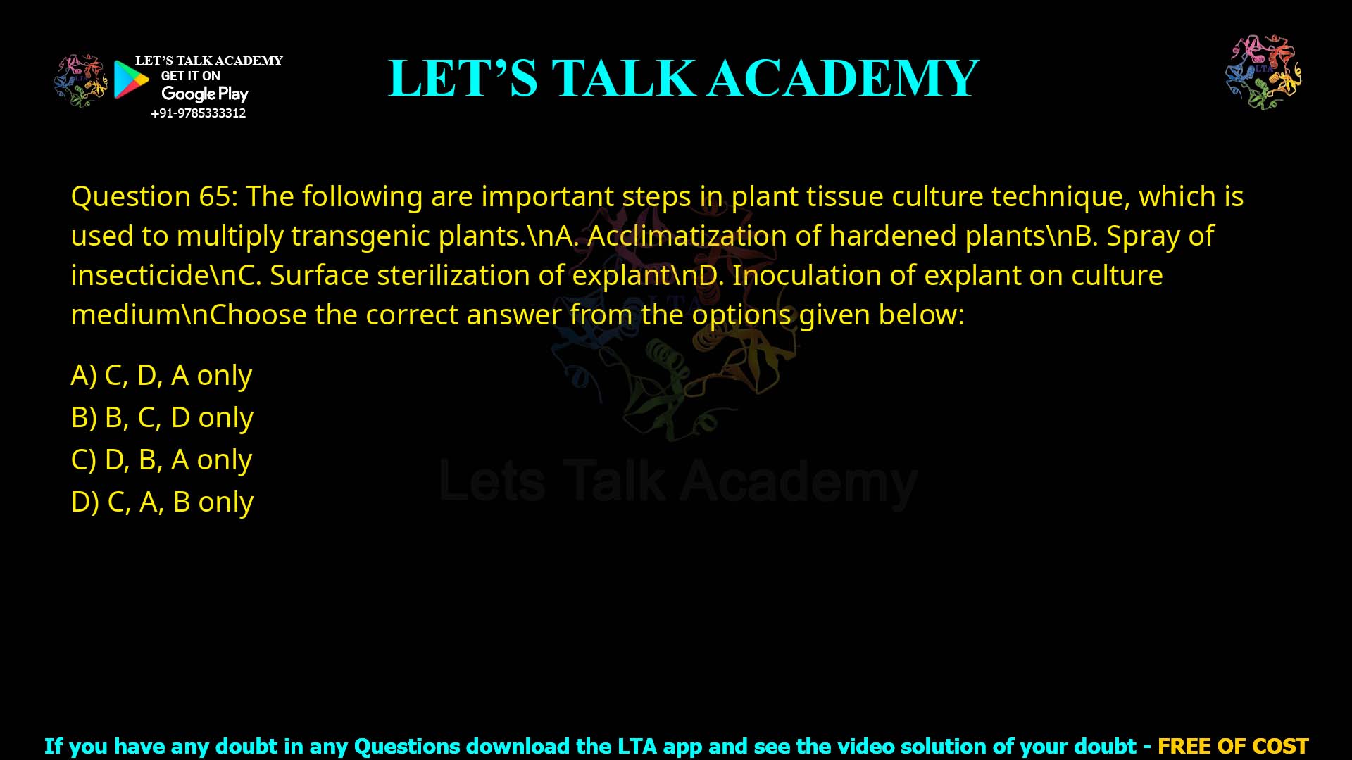 Plant Tissue Culture Steps - CSIR NET LIFE SCIENCE COACHING | NTA NET ...
